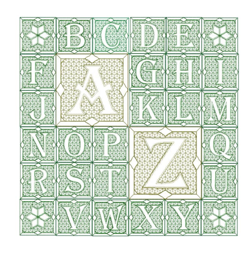 Quilt Block Alphabet Embroidery Design Trapunto Machine Embroidery ...