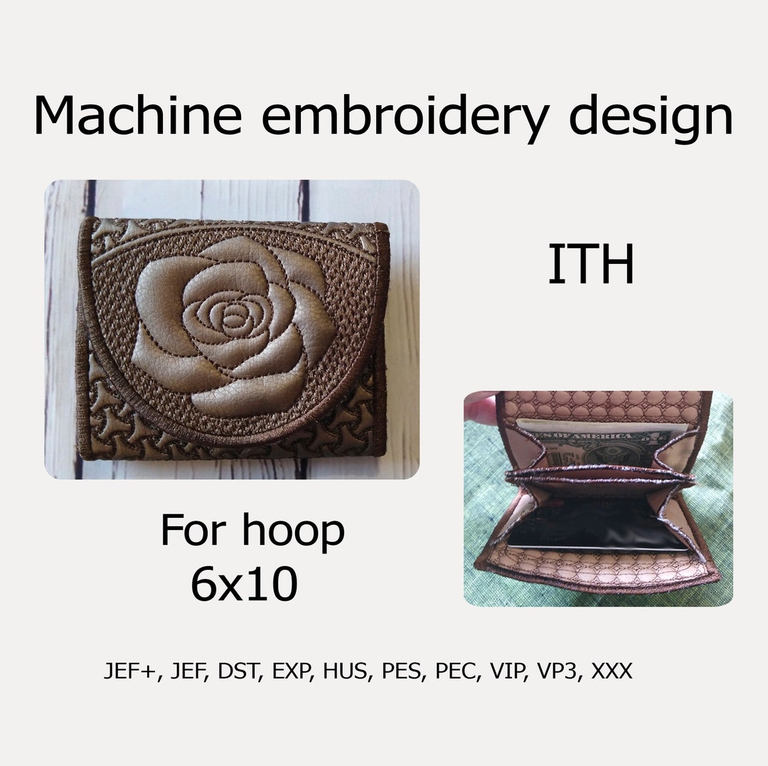 Wallet in the Hoop Rose Embroidery Design ITH Purse Little Wallet ITH ...