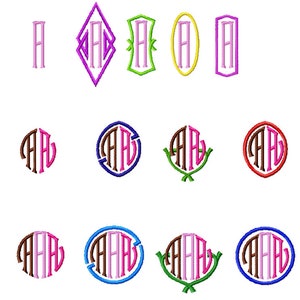 Monogram Embroidery Designs Circle Monogram Decor Font Embroidery File ...