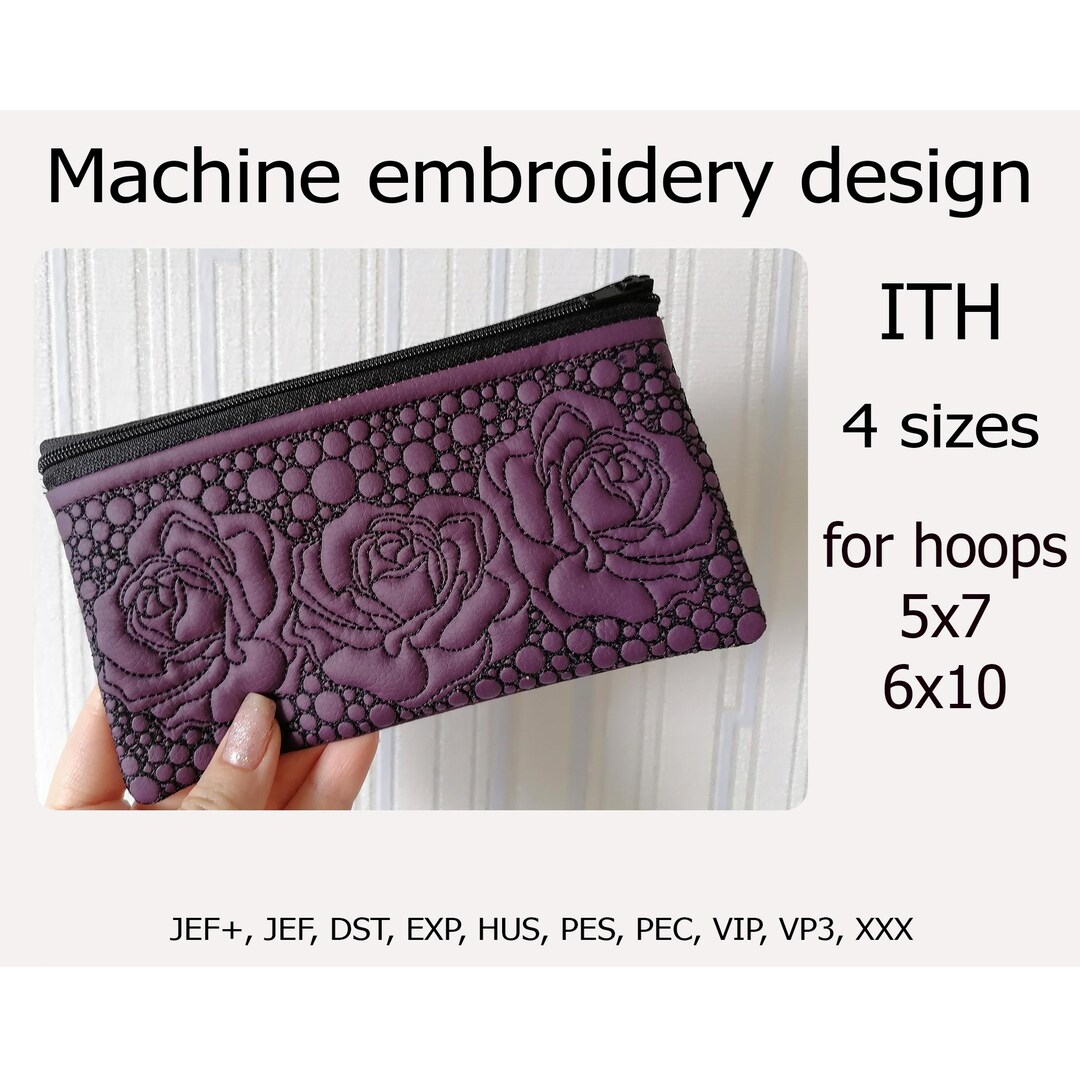 ITH Zipper Bag Rose Embroidery Design in the Hoop Phone Case ITH ...