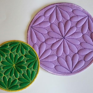 Mug Rug in the Hoop Embroidery Design ITH Coasters Quilting Flower ...