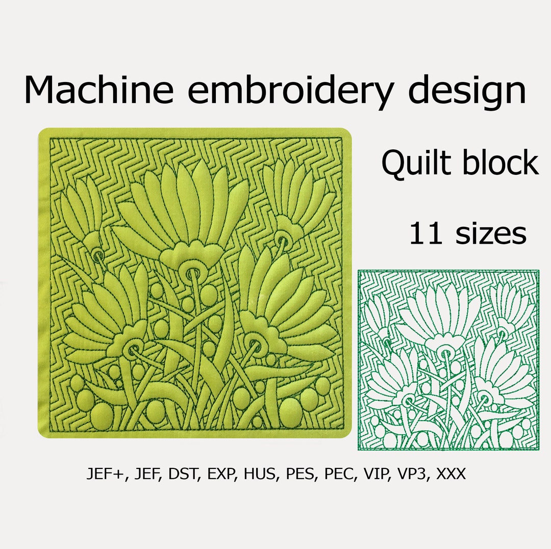 Quilt Block Flowers Machine Embroidery Design Trapunto Embroidery Files ...