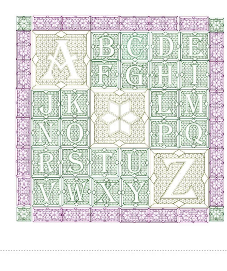 Quilt Block Alphabet Embroidery Design Trapunto Machine Embroidery ...