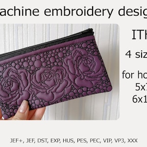 ITH Zipper Bag Rose Embroidery Design in the Hoop Phone Case ITH ...