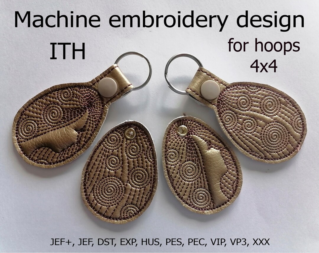 In the Hoop Key Fob Girl and Spirals Embroidery Design ITH Projects for ...