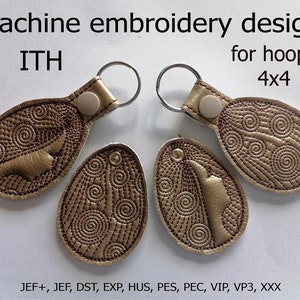 In the Hoop Key Fob Girl and Spirals Embroidery Design ITH Projects for ...