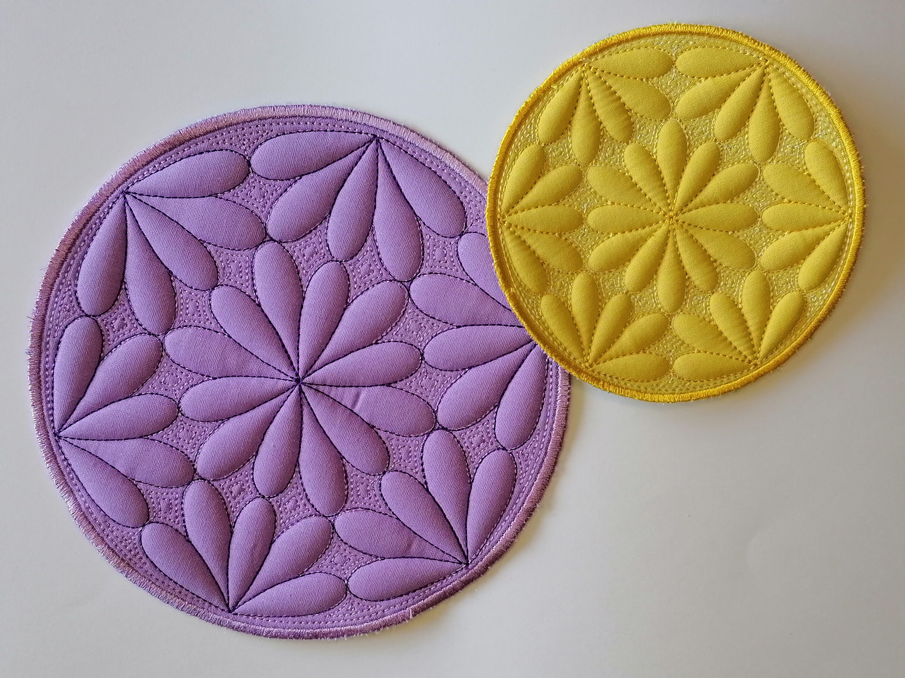 Mug Rug in the Hoop Embroidery Design ITH Coasters Quilting Flower ...