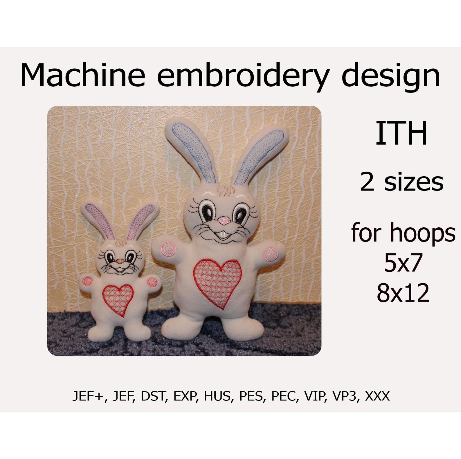 In the Hoop Easter Bunny Machine Embroidery Design ITH Project for ...