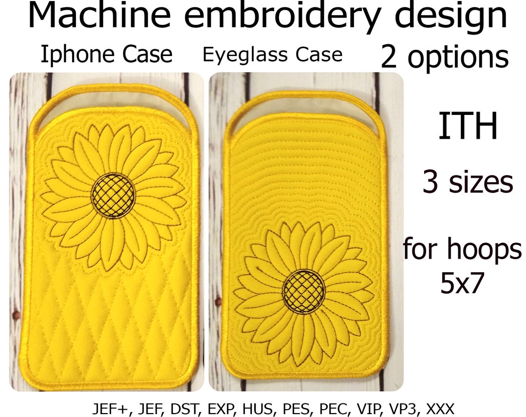 In the Hoop Sunflower Phone Case Embroidery Design Eyeglass Case ...