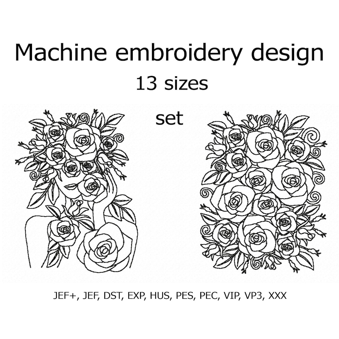 Rose Girl Machine Embroidery Design Flower Embroidery Designs Decor ...