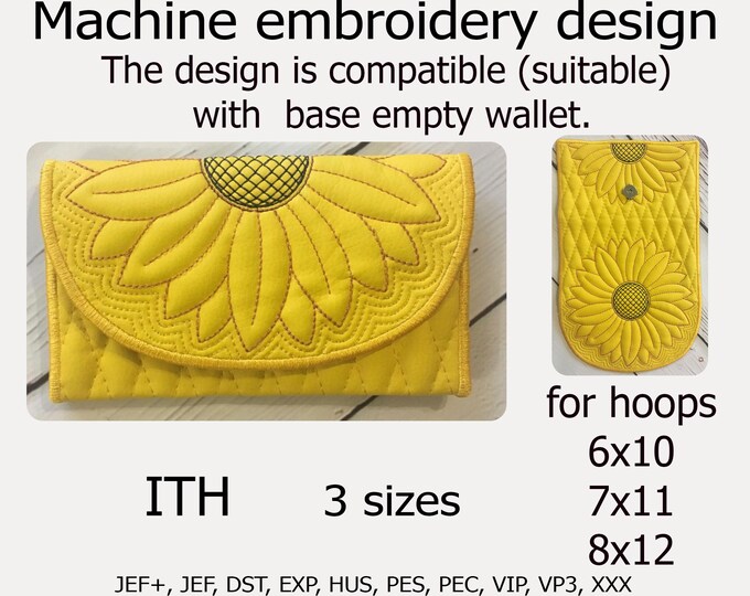 Wallet in the Hoop Sunflower Embroidery Design ITH Purse, Phone Case ...