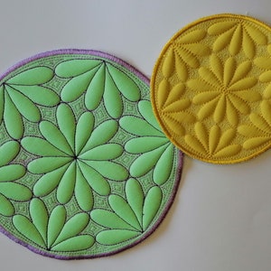 Mug Rug in the Hoop Embroidery Design ITH Coasters Quilting Flower ...
