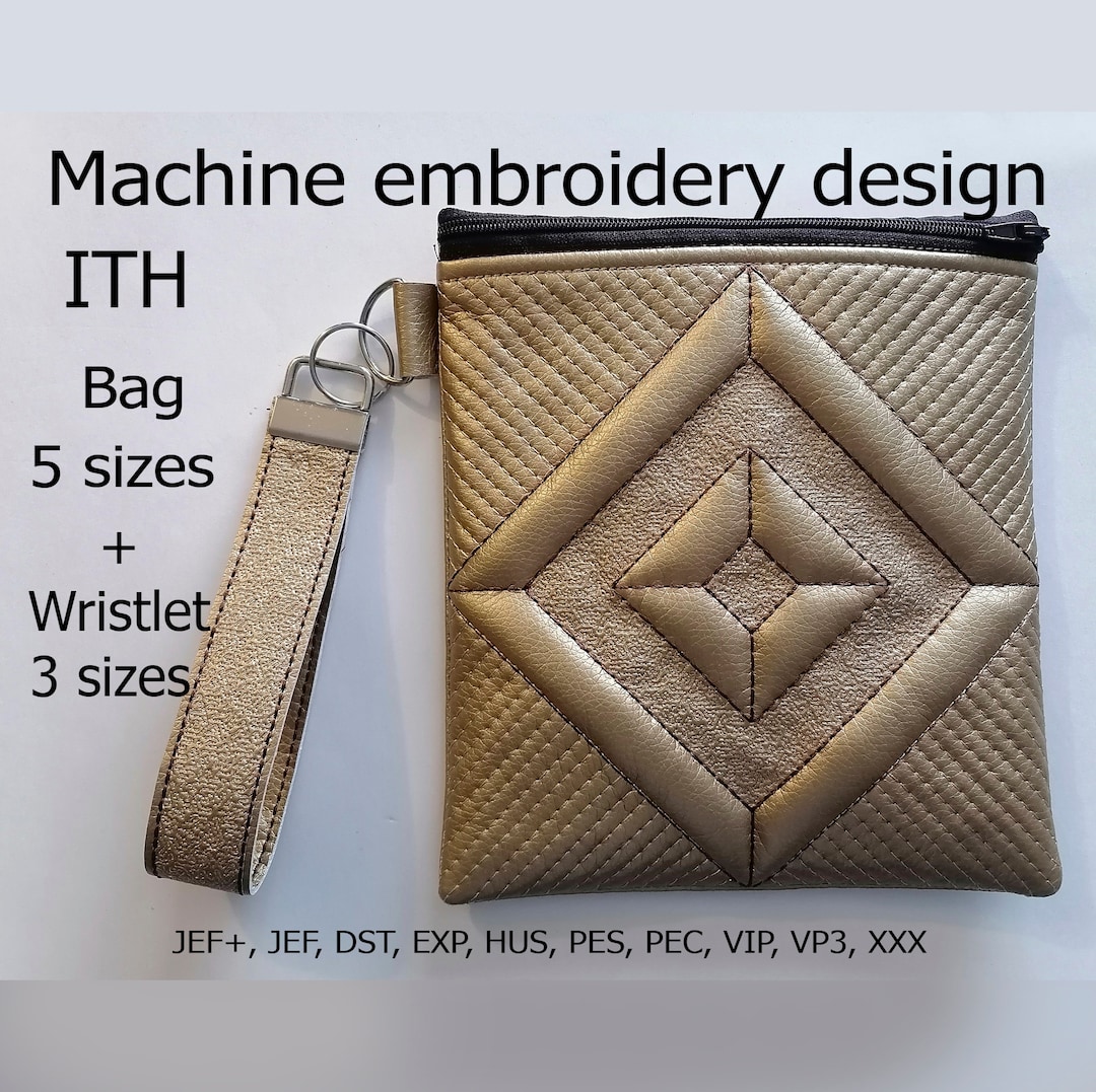 In the Hoop Bag + Wristlet Machine Embroidery Design Bag Diamond ITH ...
