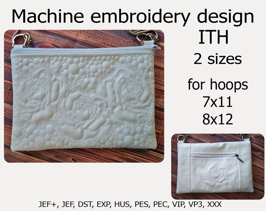 In the Hoop Bag Rose Machine Embroidery Designs ITH Cosmetic Bag ITH ...