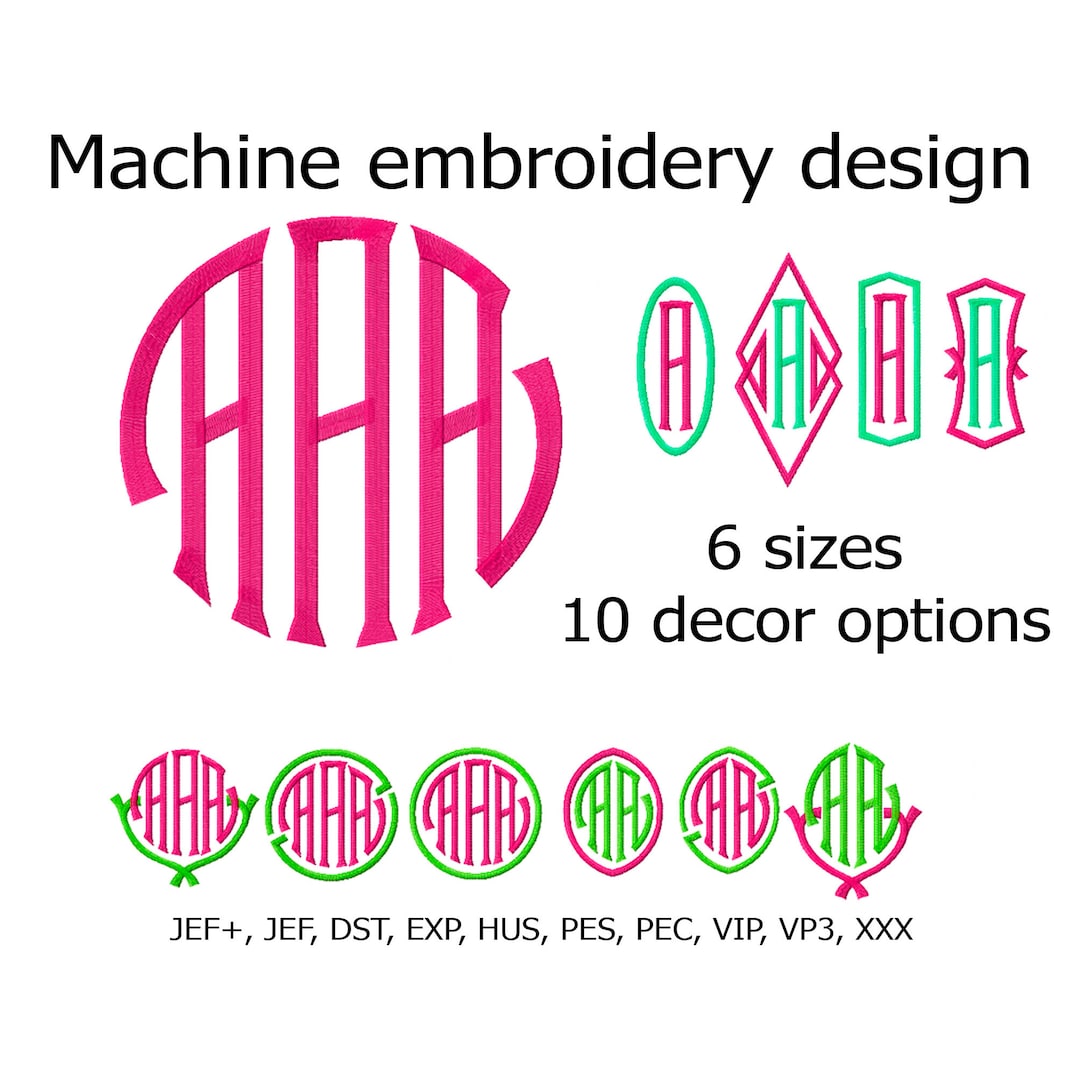 Monogram Embroidery Designs Circle Monogram Decor Font Embroidery File ...