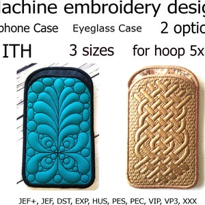In the Hoop Phone Case Embroidery Design Eyeglass Case Embroidery File ...