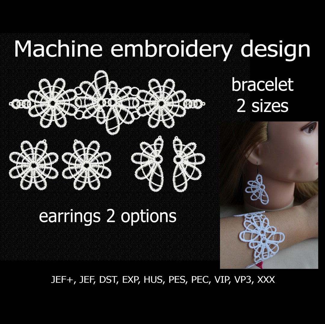 FSL Embroidery Design Bracelet and Earrings Freestanding Lace ...