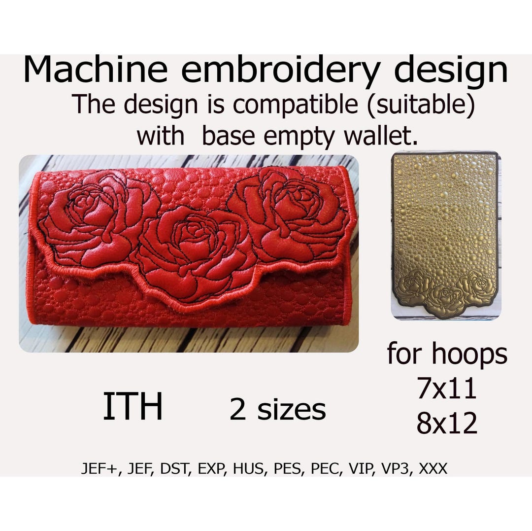 Wallet in the Hoop Rose Embroidery Design ITH Purse, Phone Case, Clutch ...