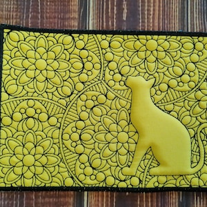 Cat Mug Rug in the Hoop Embroidery Design ITH Coasters Quilting Coffee ...