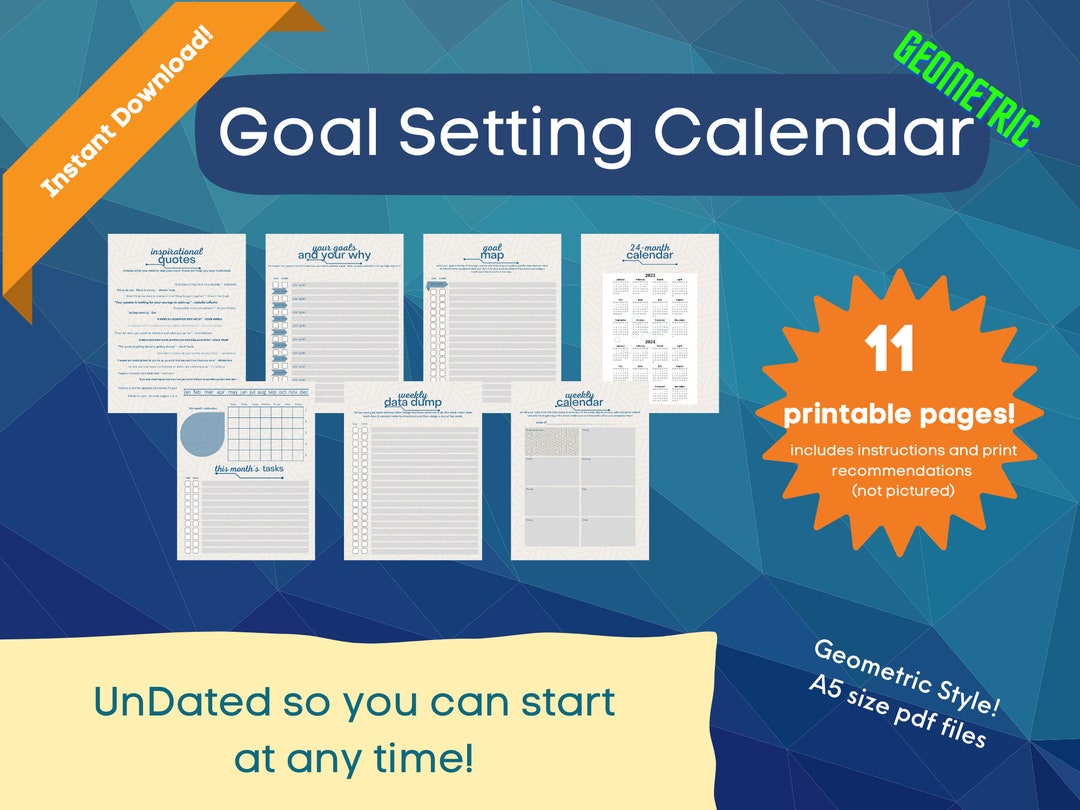 Geometric Goal Setting Calendar - Undated - Start Anytime! A5 Size - Etsy