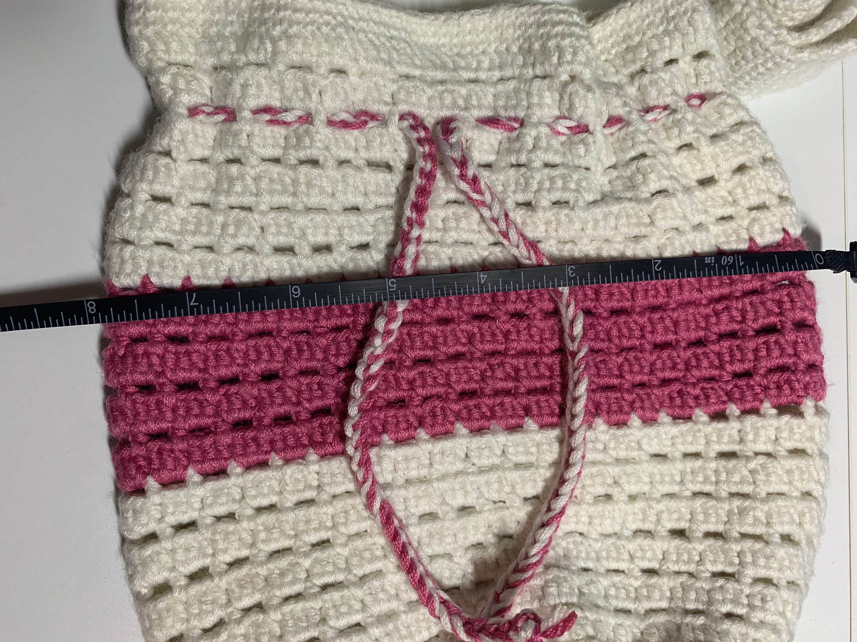 Pretty in Pink - Pink and White Hand Knit Bucket Bag - Etsy