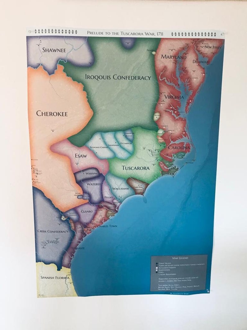 Historical Map: Prelude to the Tuscarora War, 1711 (Instant Download ...