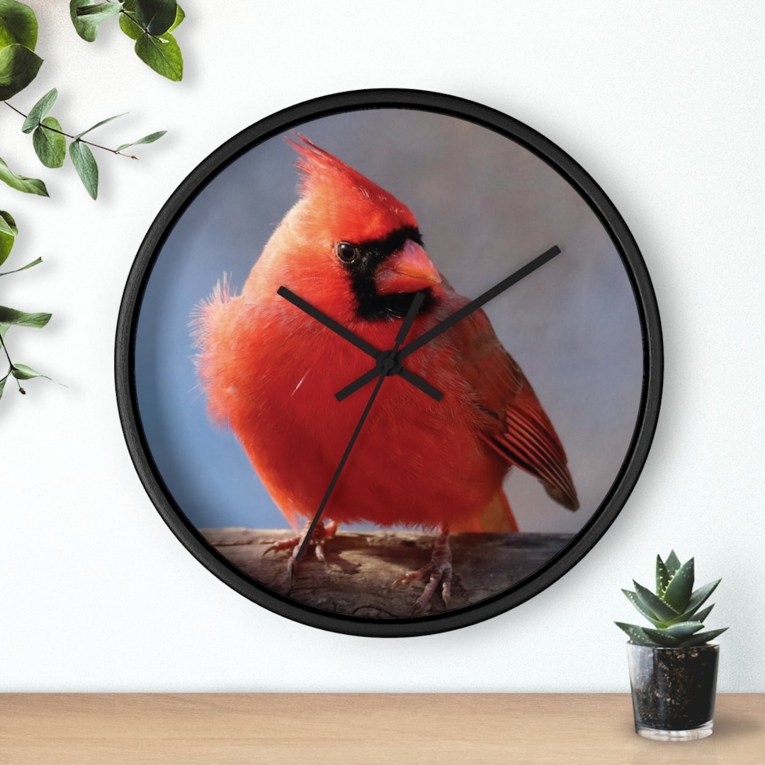Red Cardinal Wall Clock | Cute Bird Wall Clock | Unique Home Decor ...