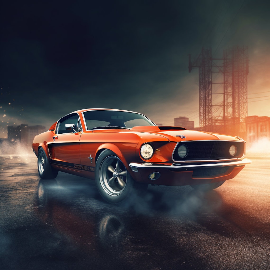 Ford Mustang Sticker Decal| Realistic Sticker Showing Ford Mustang in a ...