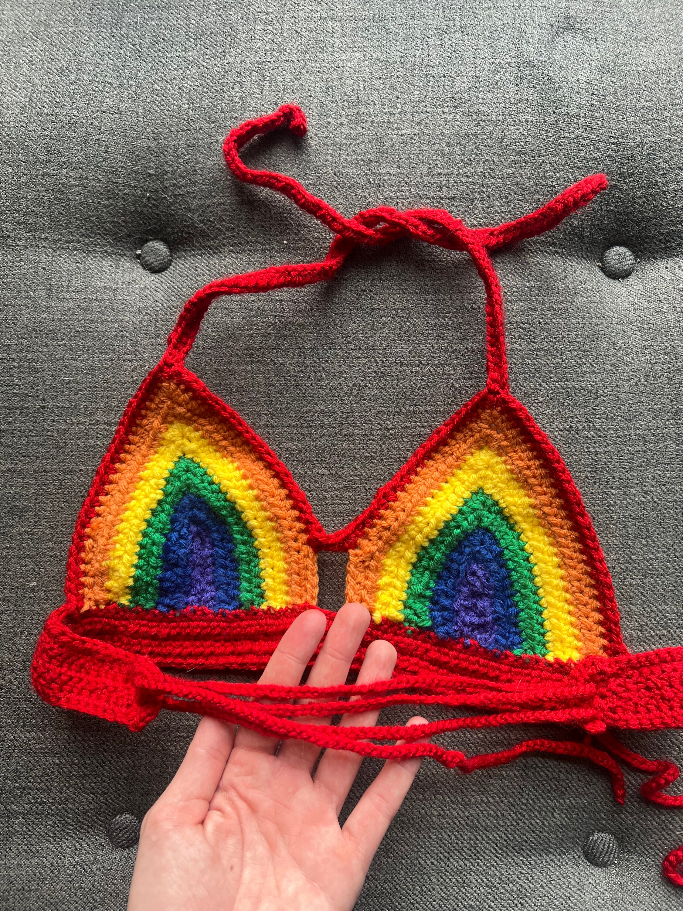 Rainbow Crochet Bralette - Etsy