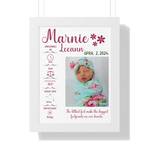 Personalized Birth Stats Sign, Birth Stats Gift for Girl, Name and ...