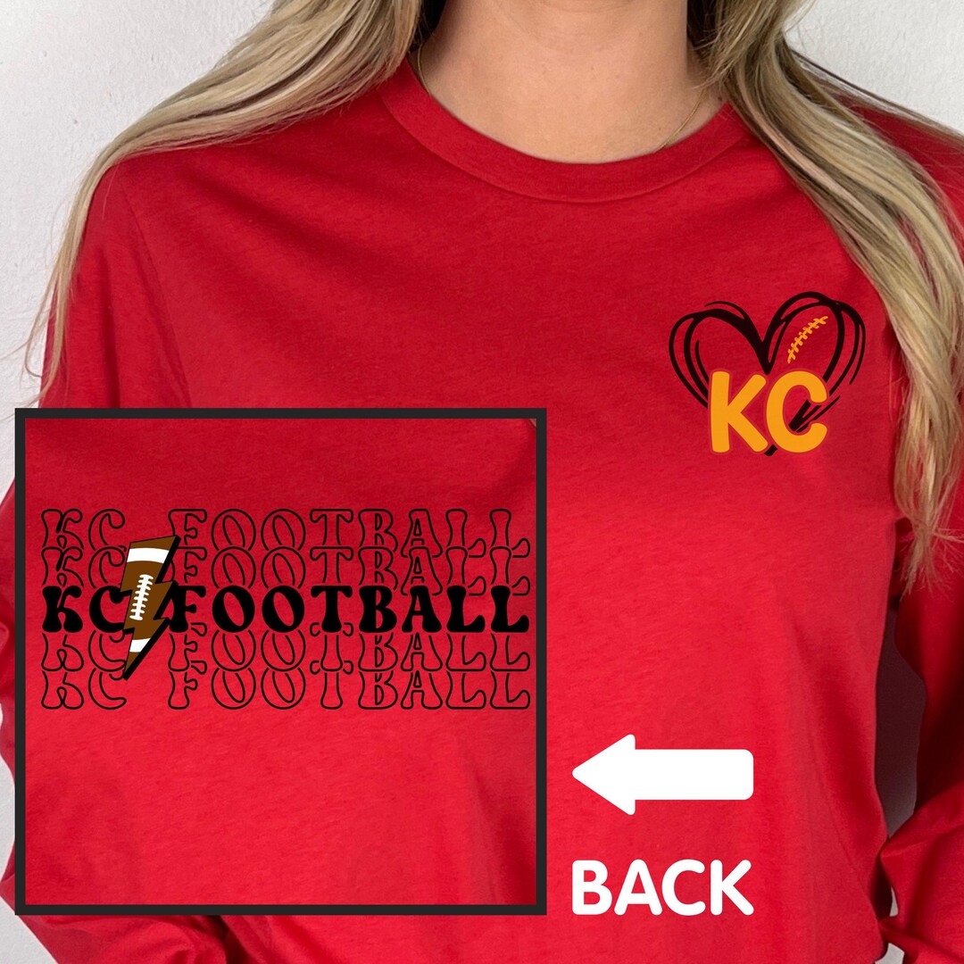 KC Football Shirt Women, Kansas City Football Fan Crewneck, KC Heart ...