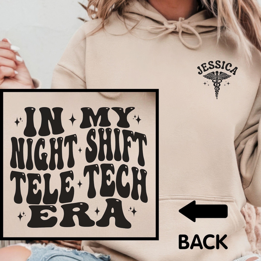 Night Shift Telemetry Tech T Shirt, Cardiac Telemetry Tech Crewneck ...