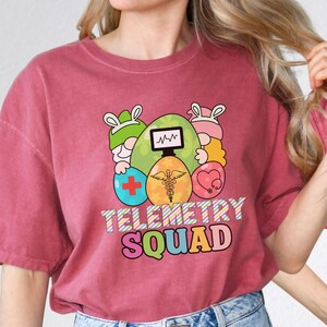 Telemetry Nurse Shirt Easter, Easter Telemetry Technician Shirt Comfort ...