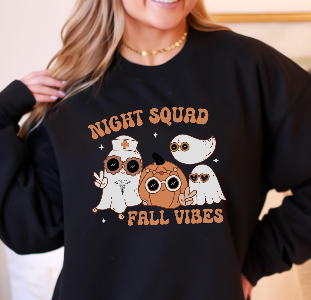 Fall Night Shift Squad Sweatshirt, CNA Night Shift Fall Tshirt, Fall ...