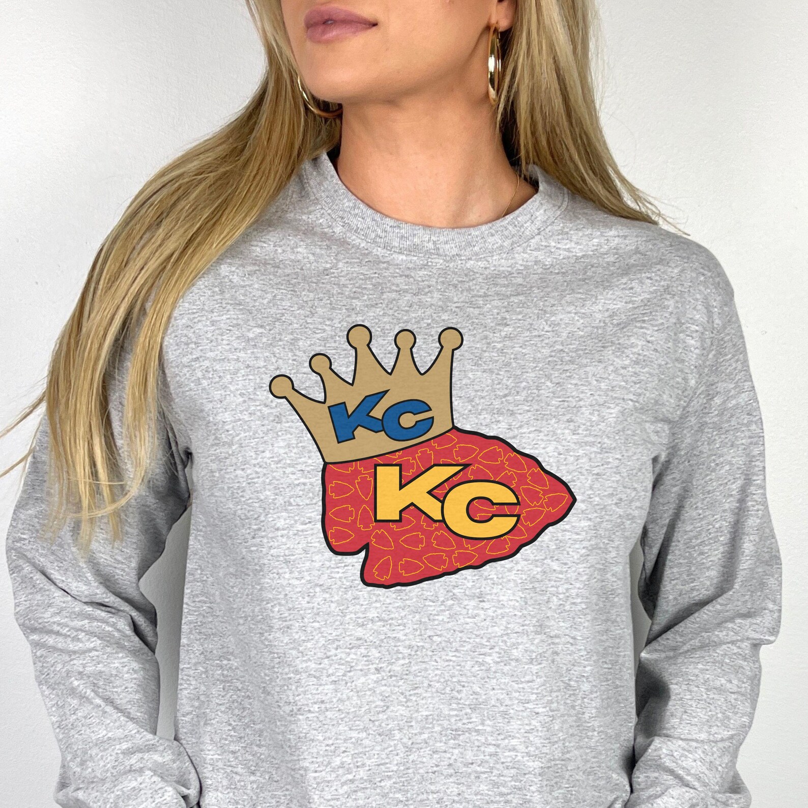 KC Football Shirt Women, Kansas City Baseball Fan Crewneck, KC Heart ...