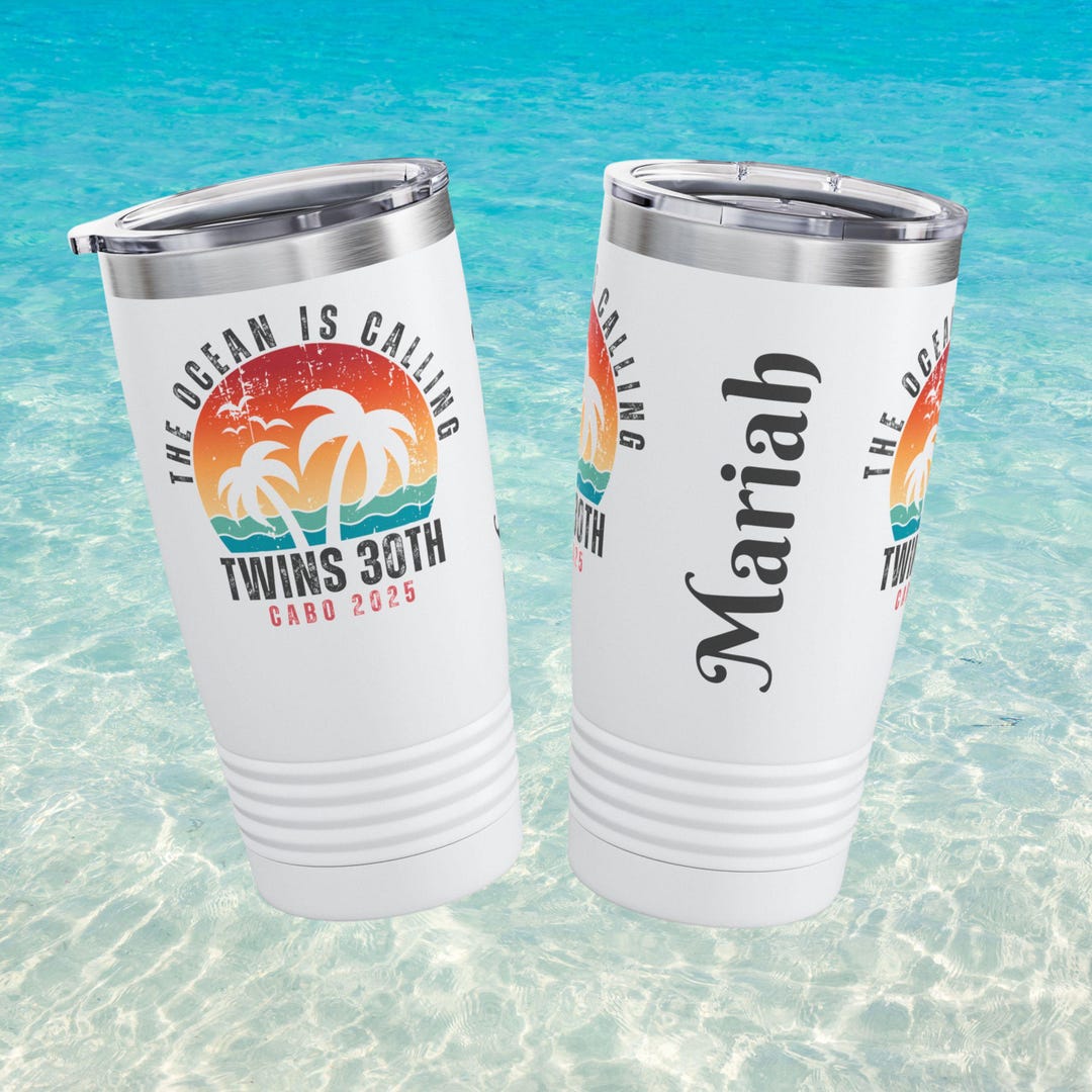50th Birthday Trip Wine Tumbler, Personalized Cabo Birthday Beach Trip ...