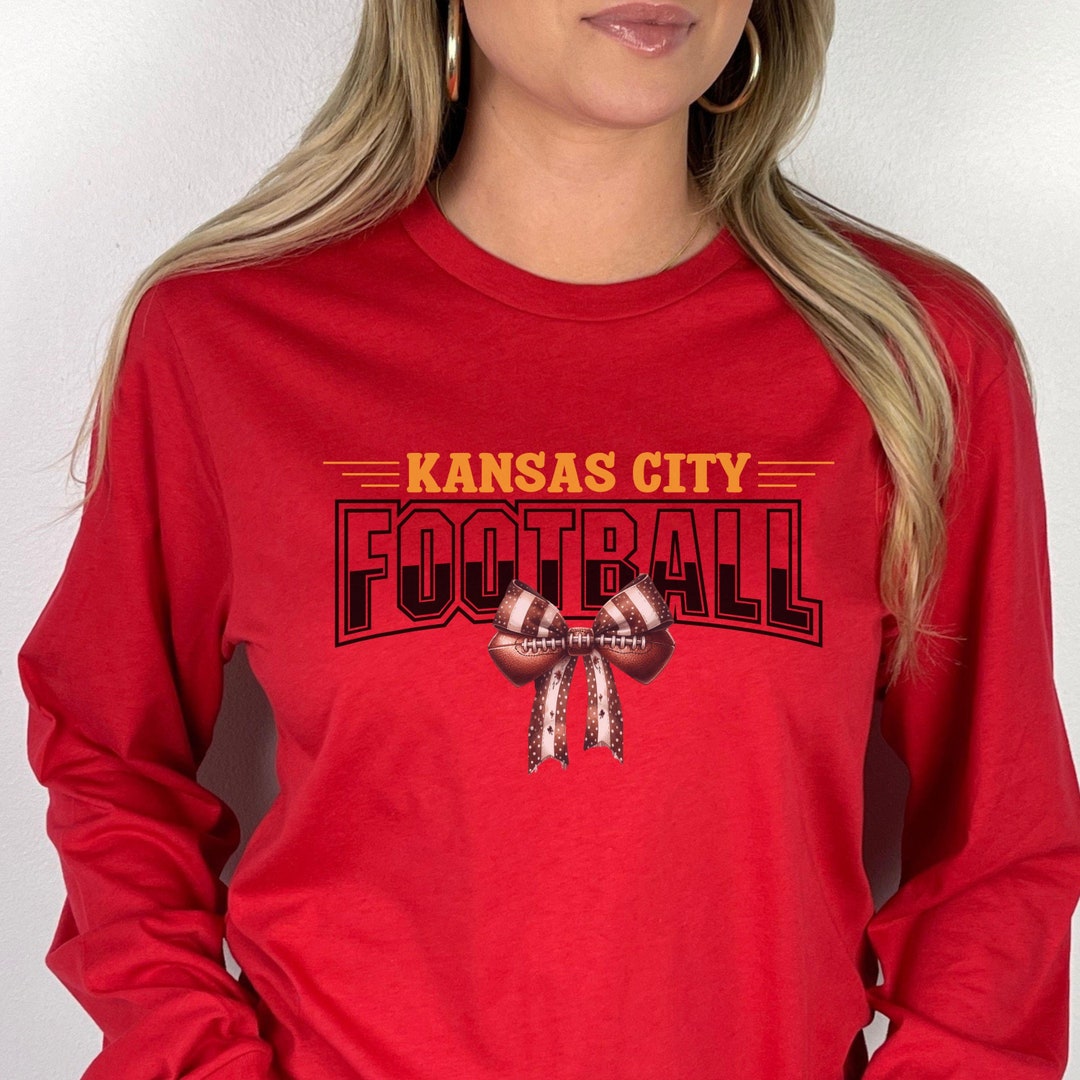 KC Football Vneck Women, Kansas City Football Fan Crewneck, KC Heart ...