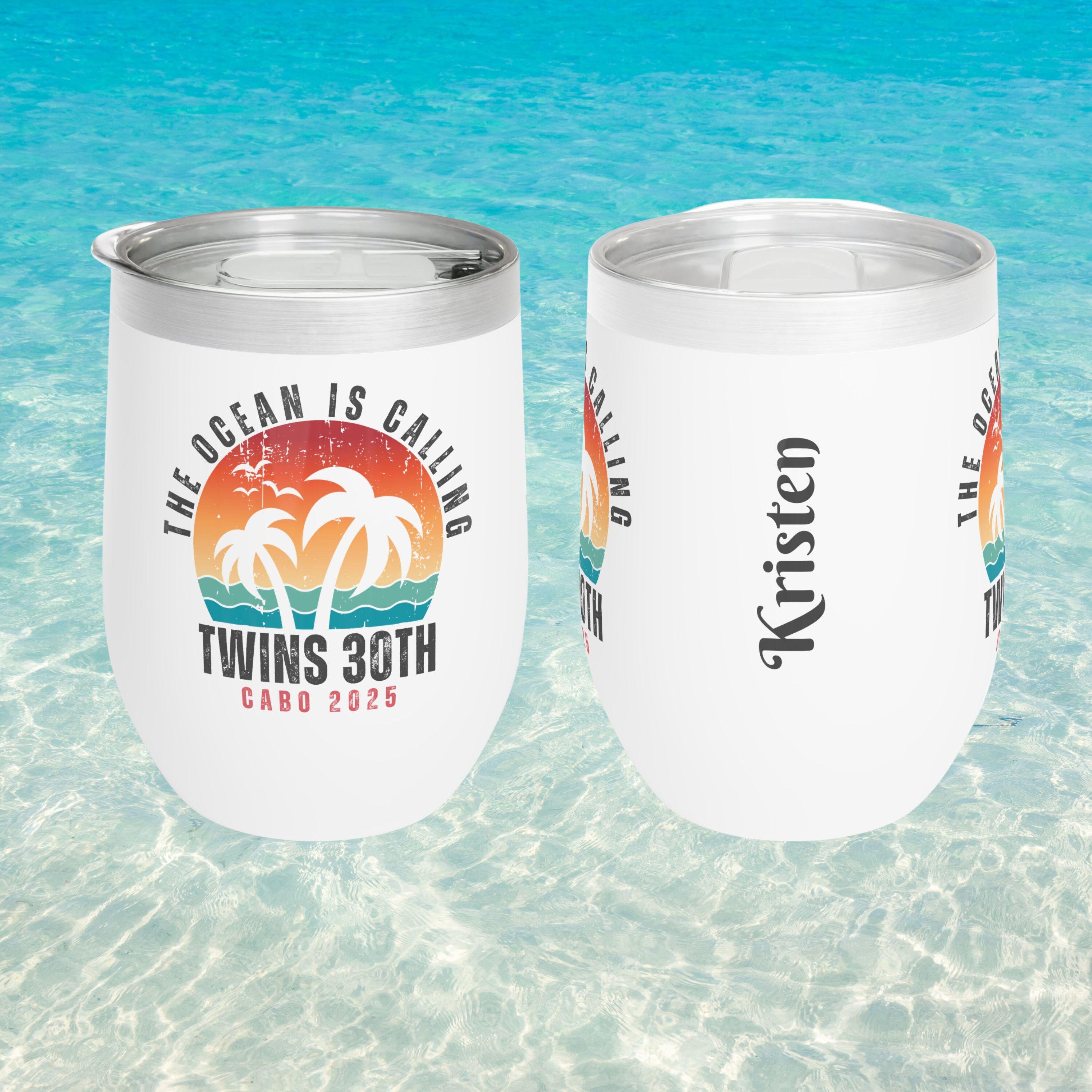 50th Birthday Trip Wine Tumbler, Personalized Cabo Birthday Beach Trip ...