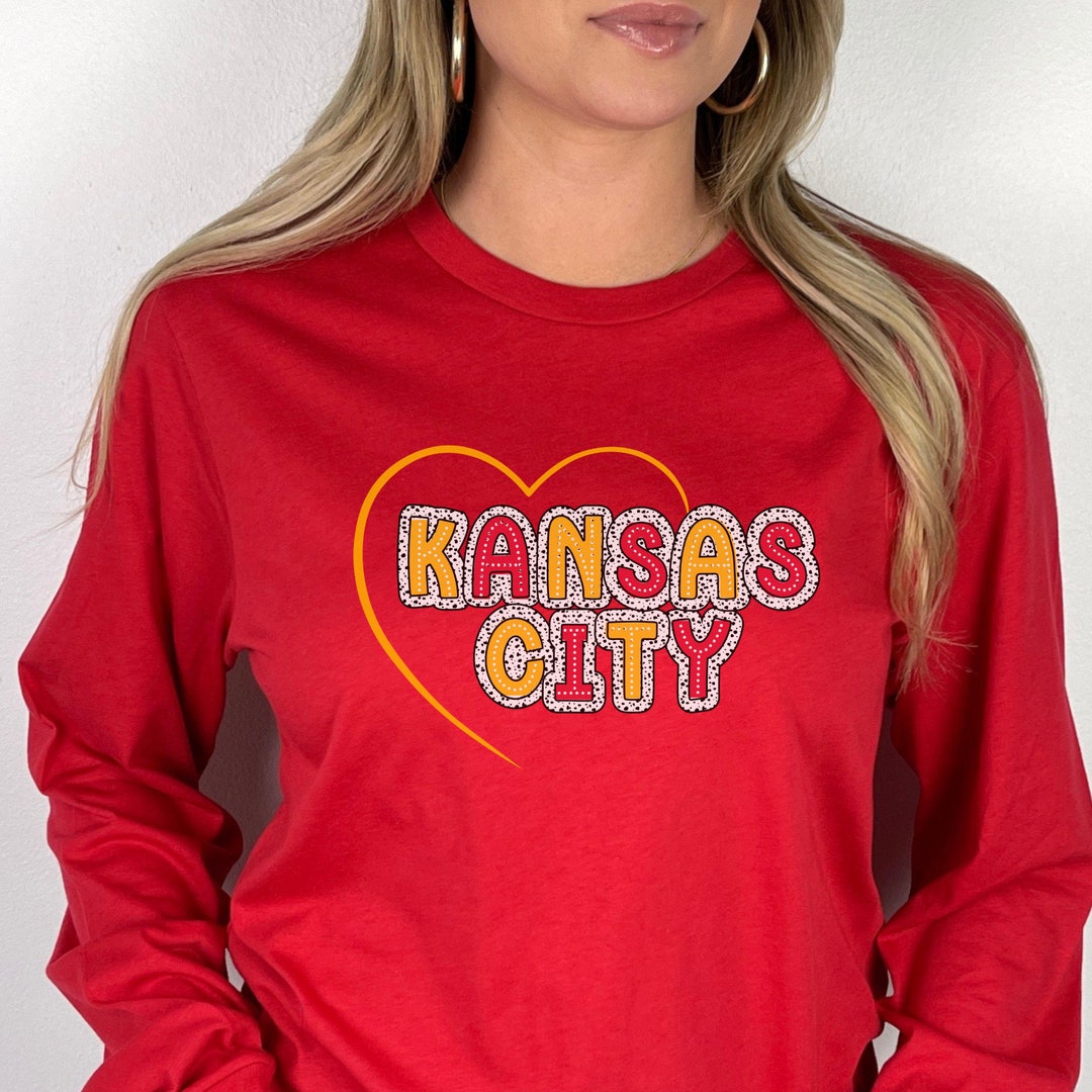 KC Football Shirt Women, Kansas City Football Fan Crewneck, KC Heart ...