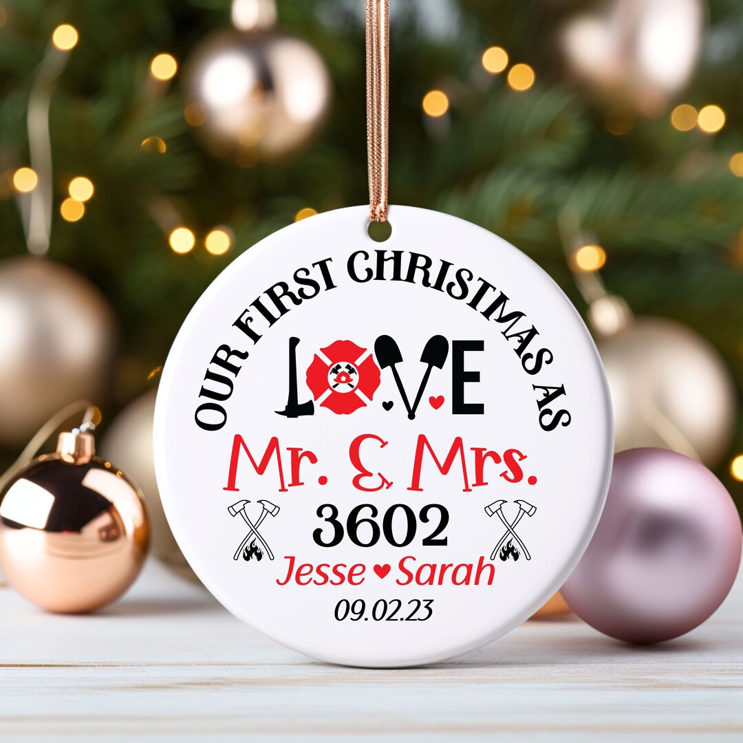 Firefighter Mr and Mrs Ornament Personalized, Custom First Christmas ...