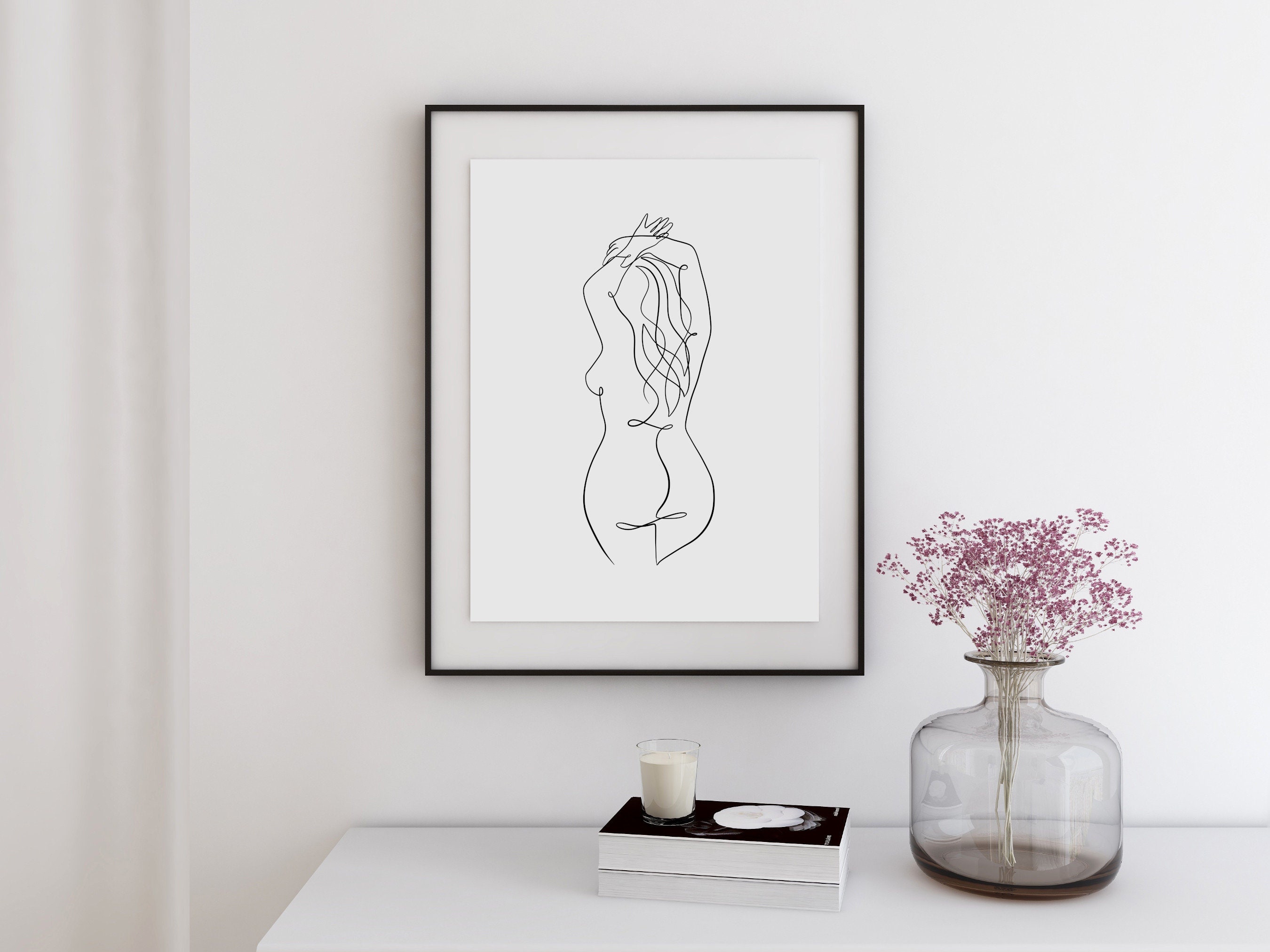 Female Figure Line Art Silhouette Print Line Art Print Figure Art Woman ...