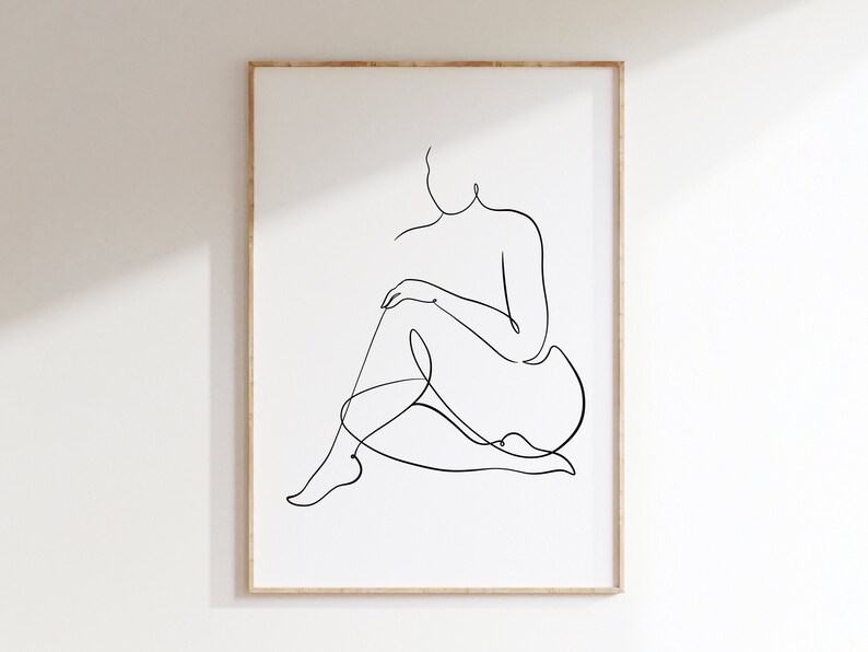 Female Figure Line Art Body Positivity Bathroom Print Line Art Print ...