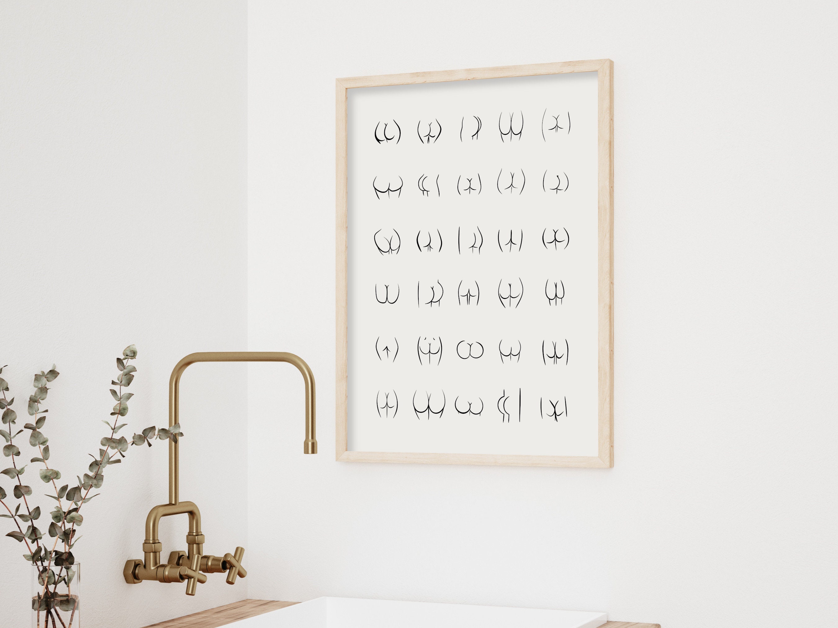 Bathroom Art, Bum Print, Butt Print, Bathroom Print, Body Positive ...