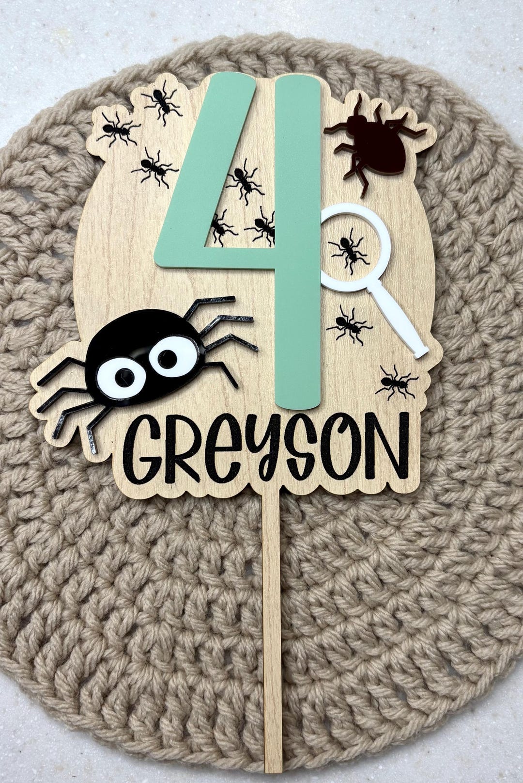 Personalized Bug Cake Topper: Maple Wood Birthday Decoration - Etsy