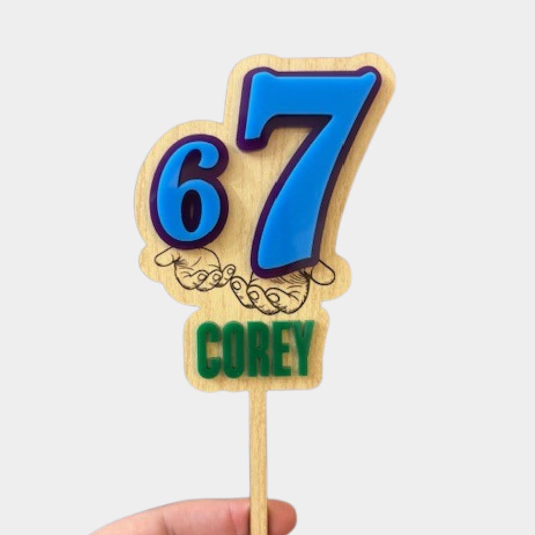 67 Cake Topper: Personalized Birthday Decor - Etsy