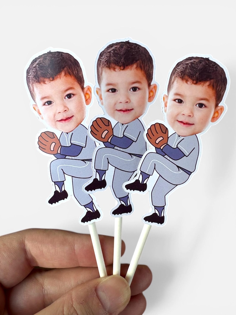 Baseball Themed Face Cupcake Toppers for Birthdays, Bridal Showers ...