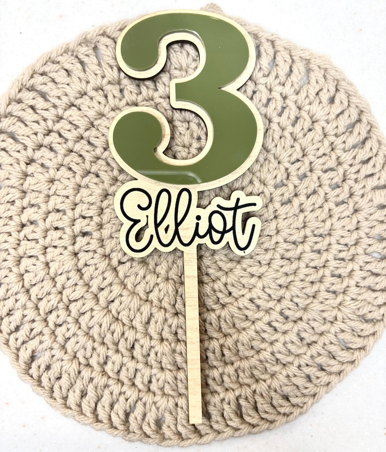 Custom Name Cake Topper: Personalized Birthday, Acrylic & Wood - Etsy