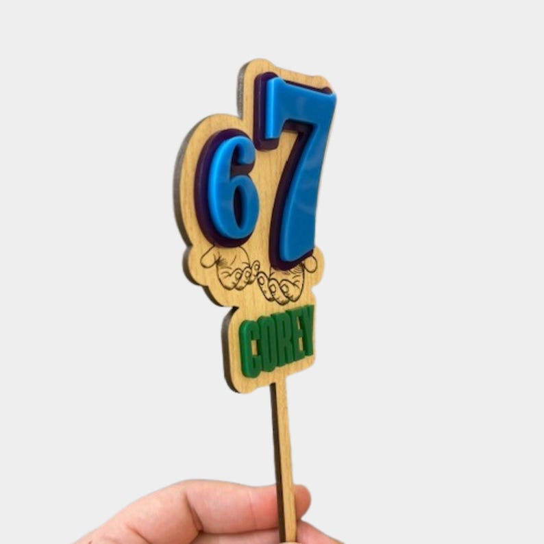 67 Cake Topper: Personalized Birthday Decor - Etsy