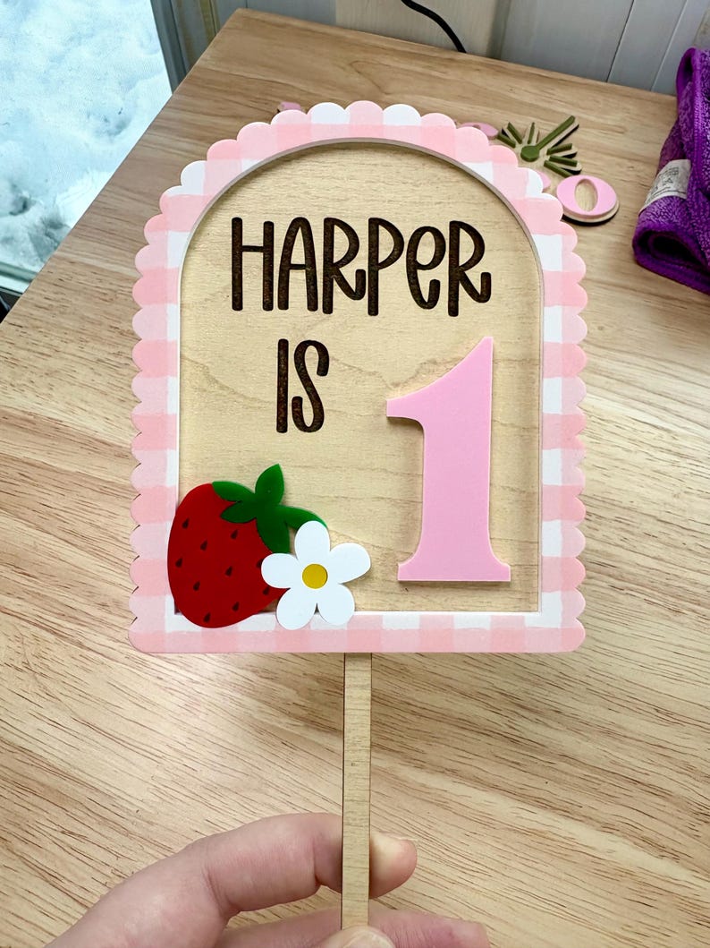 Berry First Birthday Cake Topper: Personalized Strawberry Party Decor ...