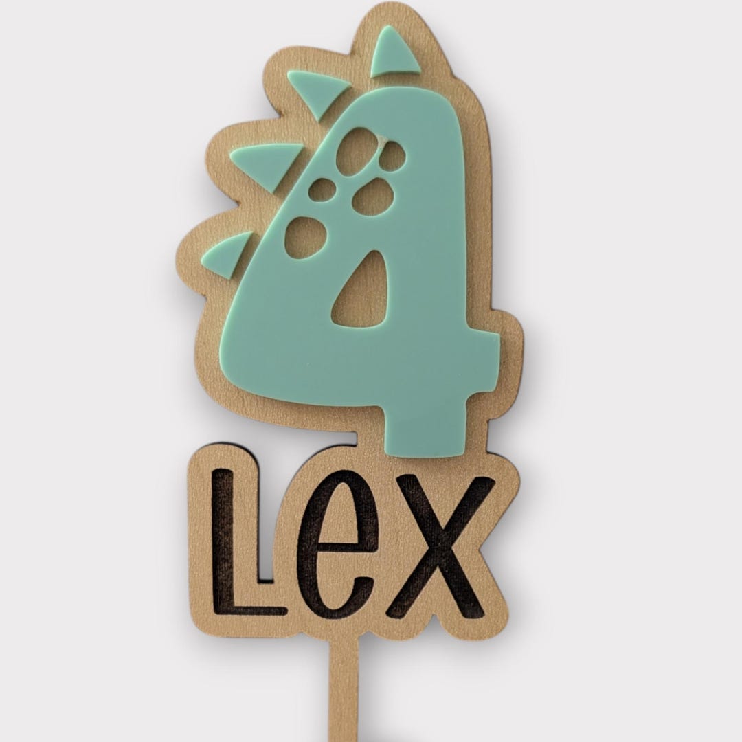 Personalized Dinosaur Cake Topper: Maple Wood Party Decor - Etsy
